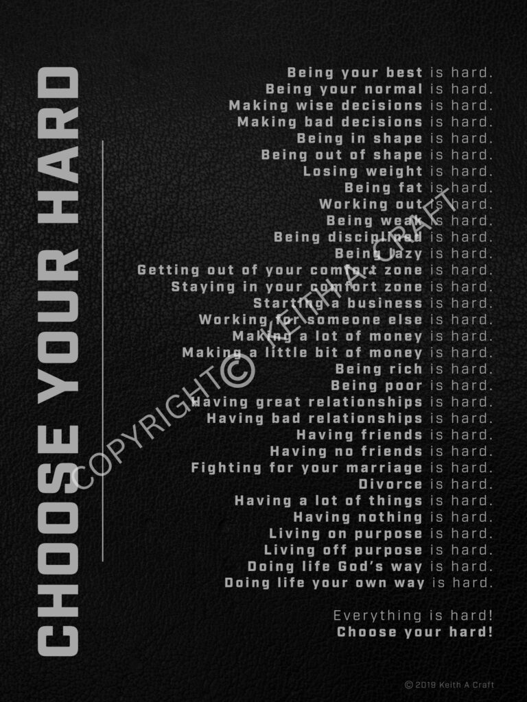 Choose Your Hard Poster - Keith Craft | Think Coach